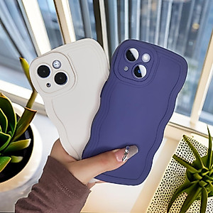 anccer Compatible with iPhone 13 Mini Case - Cute Kawaii Curly Wave Water Ripple Frame Shape Soft Silicone Shockproof Protective Cover in White