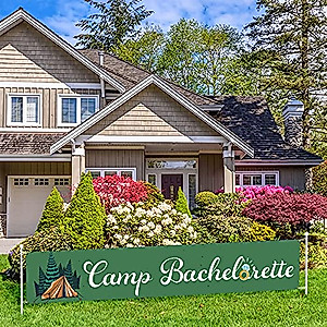 Camp Bachelorette Large Banner Sign Backdrop,Bachelorette Weekend In The Woods Glamping Lake Party Decorations Supplies, Party Decor Lawn Sign Yard Sign 9.8x1.6ft