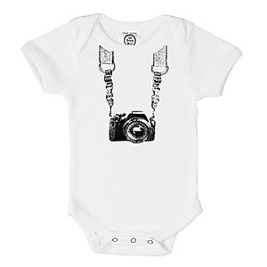 The Spunky Stork Baby Girls Boys Photographer Organic Newborn Camera Bodysuit (3-6M)