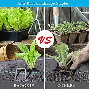 RAOOKIF 12 Inch Galvanized Garden Landscape Staples Stakes, 20/50/100/200Pcs Garden Metal Stakes, 11 Gauge Heavy Duty Ground Stakes for Decoration, Fence Stakes Lawn Stake, Fabric Pins (20, 12 Inch)