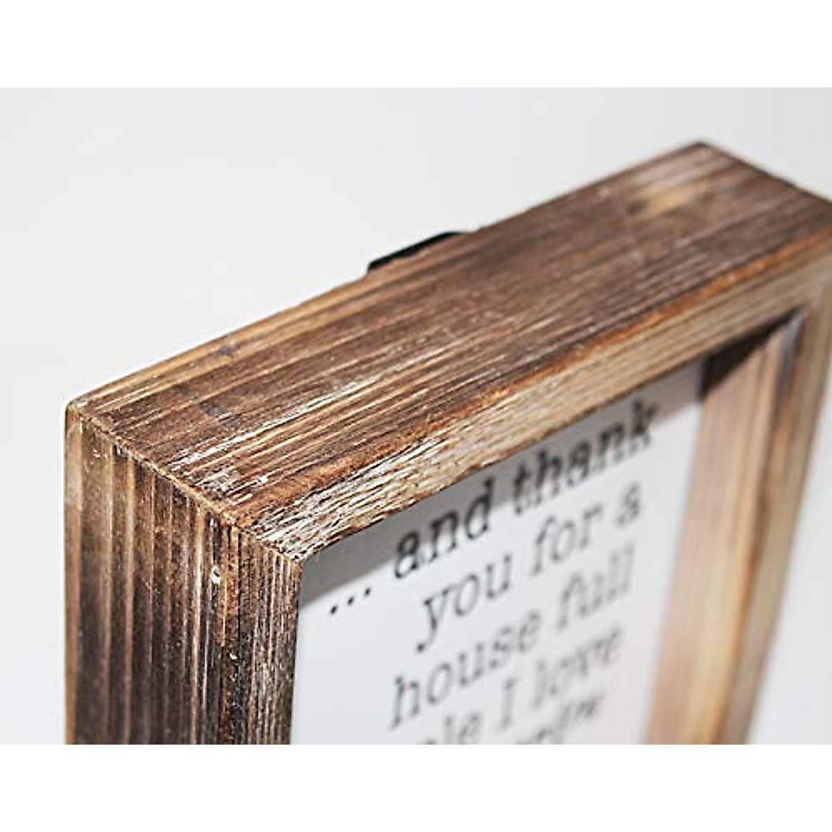 MACVAD Rustic Torched Wood Small Box Sign for Home Decor,Freestanding Thank You Sign for Kitchen,Square Wood Block Sign Table Decor,6" x 6" x 1.57"