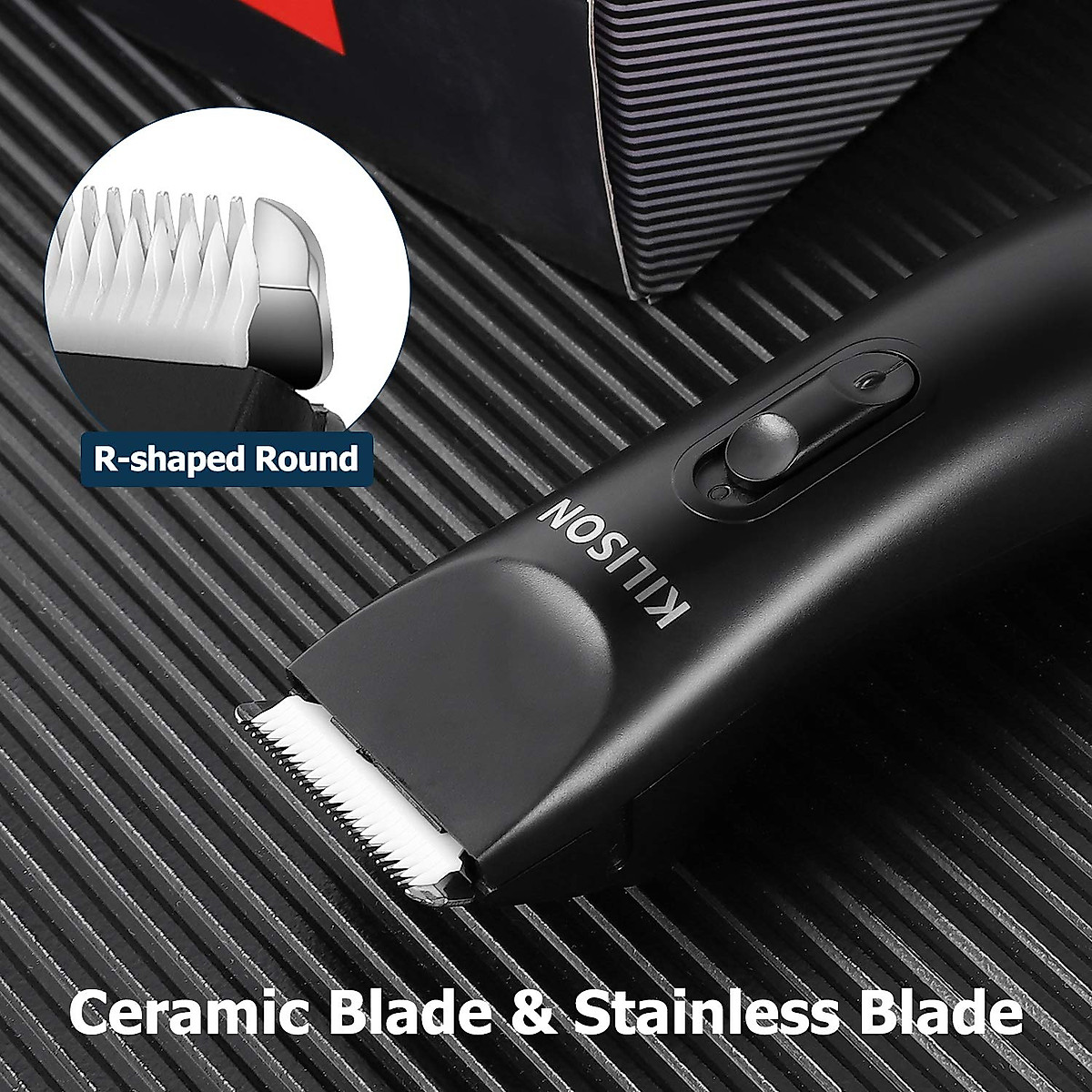 Kilison Groin Hair Trimmer for Men, Waterproof Wet/Dry Body Trimmer with 2 Removable Ceramic Blade, Electric Beard Trimmer for Ultimate Male