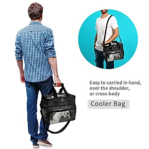 ALAZA White Horse on Black Large Cooler Insulated Picnic Bag Lunch Box for Adult Men Women