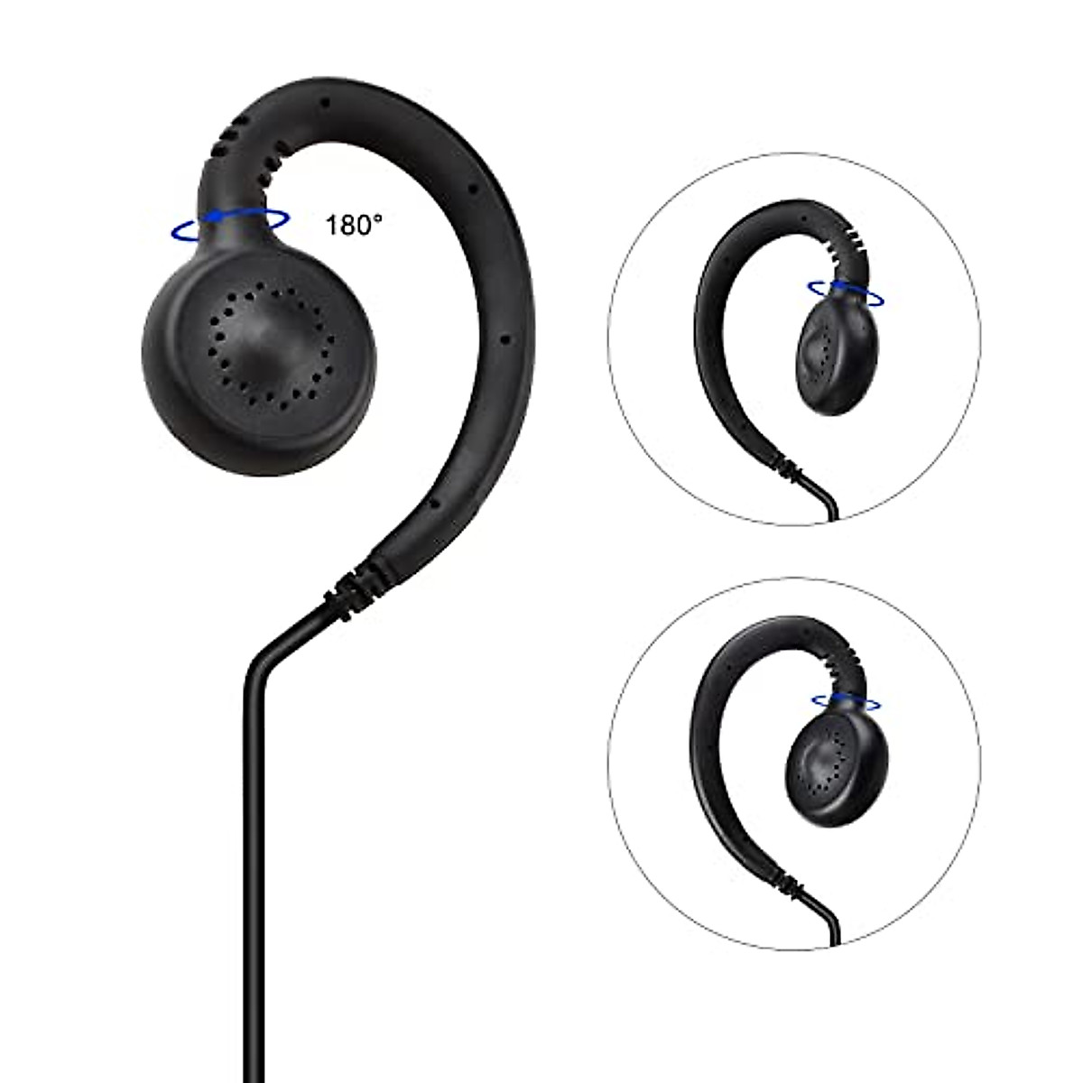 UAYESOK 3.5mm Receive/Listen Only Earpiece, C Shape Police Security Speaker Mic Headset with 3.5mm Audio Jacks for Ham Radio Walkie Talkie