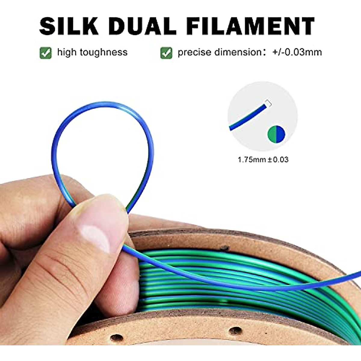 Silk PLA Filament 1.75mm for 3D Printer -ERYONE Silk Dual/tri Color Shiny PLA Dimensional Accuracy +/- 0.03 mm 3D Printing Filament 250g*4 Spools