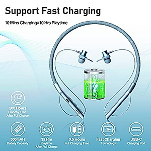 JAKPAK Wireless Earbuds Neckband Bluetooth Headphones for Samsung Galaxy S23, Wireless Headset with Mic 35H Playtime Noise Cancelling HiFi Stereo Deep Bass Magnetic Sport Headsets for iPhone Samsung
