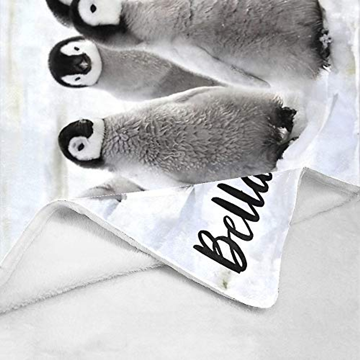 CUXWEOT Custom Blanket with Name Personalized Penguin Soft Fleece Throw Blanket for Gifts (50 X 60 inches)