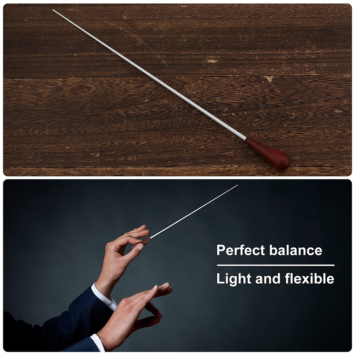 Music Baton Orchestra Baton Music Conducting Baton Orchestra Conductor Baton with Pear Shaped Handle (Rosewood)
