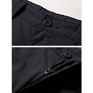 AKARMY Men's Ripstop Wild Cargo Pants, Relaxed Fit Hiking Pants, Army Camo Combat Casual Work Pants with 8 Pockets(No Belt) 3355 Black 32