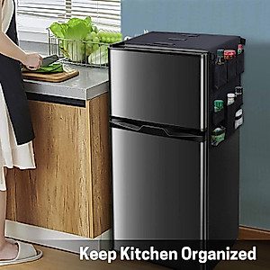 SWISSELITE Mini Fridge Caddy Organizer,Over the Fridge Storage Organizer,Fridge Caddy Hanging Organizer Waterproof with 18 Pockets for Dorm Kitchen Office Home