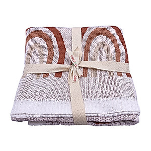 COCOAbi Baby Blanket in Retro Rainbow | 100% Cotton Knit | Naturally Soft for Babies | Boho Colors & Pattern | Gentle Cotton Blanket | Eco-Friendly Material | Beautiful Baby Gift | 32” x 38”