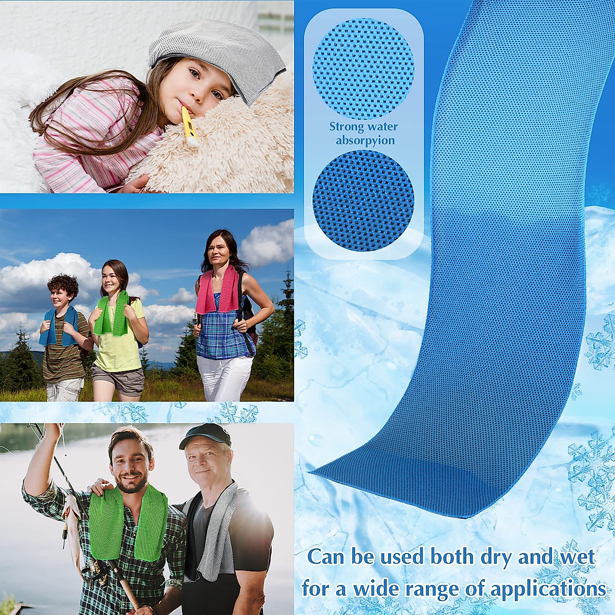 50 Pcs Cooling Towel 40" x 12" Ice Towel Yoga Towel Gym Accessories Cool Hiking Gifts Soft Breathable Chilly Towel for Neck Sport Running Workout Fitness Camping Golf More Activities