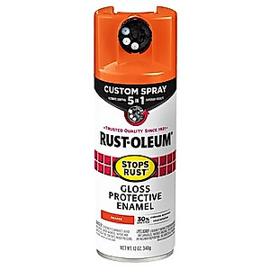 Rust-Oleum 376894 Stops Rust Custom Spray 5-in-1 Spray Paint, 12 oz, Gloss Orange