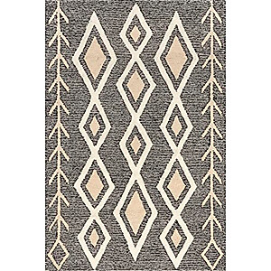 nuLOOM Calle Moroccan Arrows Wool Area Rug, 8' x 10', Grey