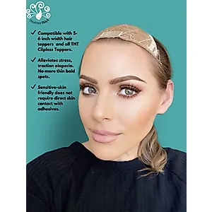 Thin Hair Thick Wig Grip, Topper Grip, Wig band for keeping wigs in place, Velvet Wig Grip, Wig band grip, Hair pieces and wiglets, Bonus stay-put tab included. Patent-pending Wig Top Grip.
