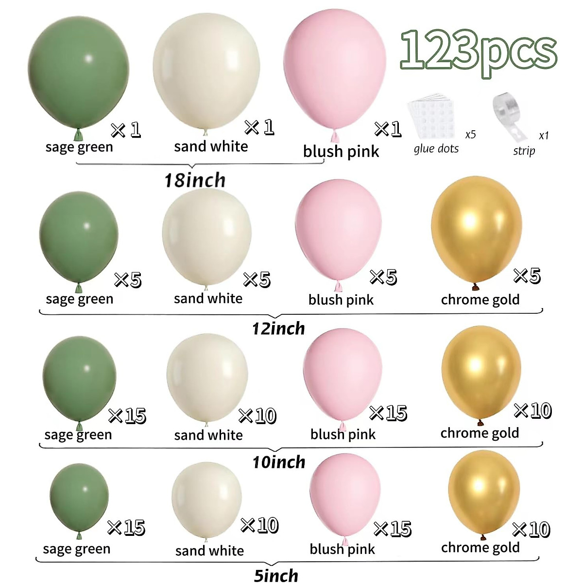 Sage Green Pink Balloon Garland Kit, Olive Green Pastel Pink Metallic Gold Sand White Balloon for Wedding Bridal Shower Girl Birthday Engagement Jungle Woodland Party Safari Baby Shower Decorations