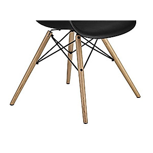 DHP C013701 Mid Century Modern Chair with Molded Arms and Wood Legs, Black