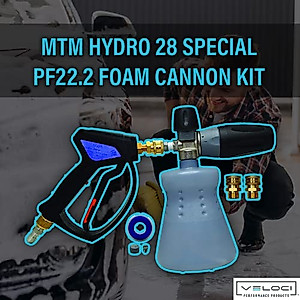 MTM Hydro 28 Special PF22.2 Foam Cannon Kit, Pressure Washer Car Wash Sprayer Gun, High Pressure Foam Power Washer Attachment, Foam Lance for Boat, Roof, Car Washing, Adjustable Nozzle
