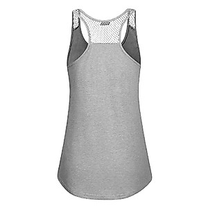 AxByCzD Womens Tanks and Camis Yoga Running Gym Workout Shirts Loose Fit Scoop Neck Ribbed Racerback Tops Casual Summer Clothing Grey XX-Large