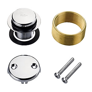 BlueStars Tip-Toe Tub Trim Kit Set with Two-Hole Overflow Faceplate - US Standard Size Fits 1.40"-1.50" Holes - Complete Kit with Fine/Coarse Thread - Universal Bathtub Conversion Kit - Chrome Plated