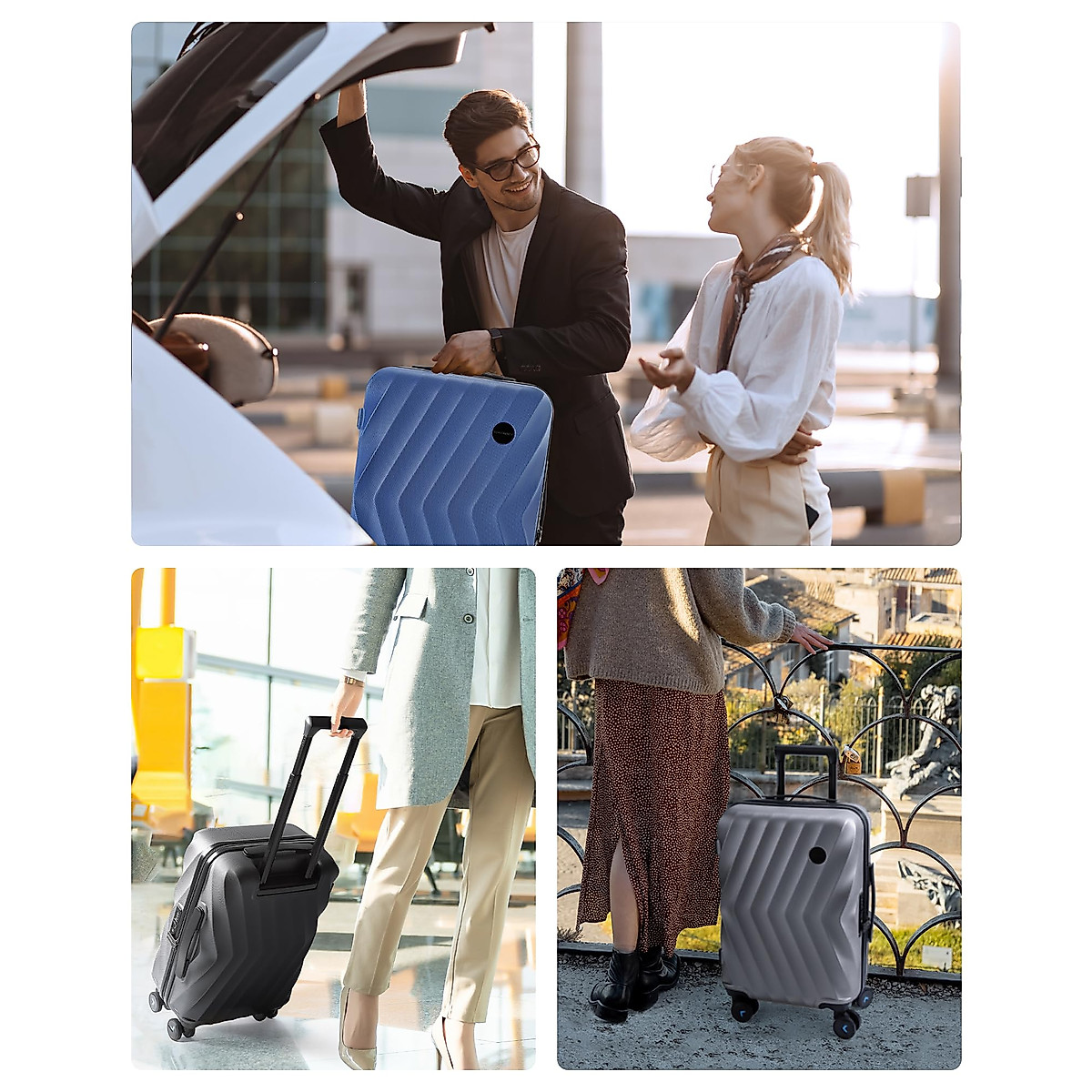 BAGSMART Carry On Luggage 22x14x9 Airline Approved,PC Hardside Suitcase,20 Inch Luggage with Spinner Wheels, Lightweight Travel Suitcases for Men Women,Navy Blue