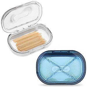 Qianyu 2 Pcs Small Storage Case Hair Tie Organizer Portable Travel Cotton Swab Container Daily Vitamin Pill Rectangle Clear Flosser Dispenser for Tiny Item Hair Accessories Home Offices Business Trip