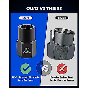 OMT Impact Nut and Bolt Extraction Tool Set, Rusted Damaged Stripped Nut and Bolt Remover Tool Kit, Nut Bolt Extractor Socket Set in 13 SAE and Metric Sizes for 3/8 Inch Drive with Case