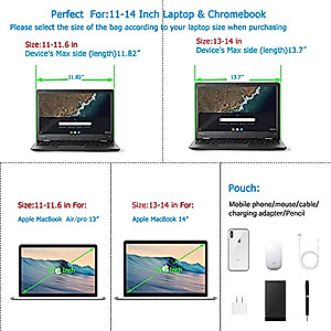 KEISKEI 11-11.6 Inch Laptop Cover, Chromebook Case with Pouch and Shoulder MacBook Pro 13 - Black