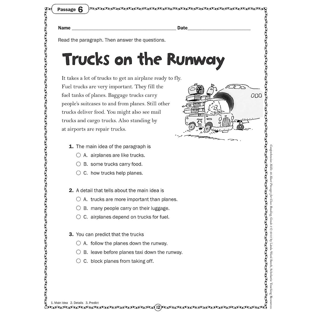 Comprehension Skills: Short Passages for Close Reading: Grade 3