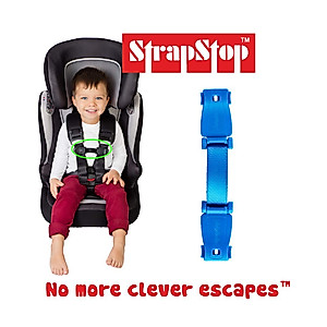 StrapStop - Multipurpose Safety Strap for Car Seats/Bike Seats/Strollers/Backpacks and More - Crash Tested (Blue)
