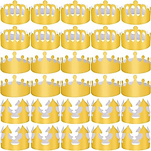 SIQUK 27 Pieces Paper Crowns Golden Birthday Crown Paper Party Crown Gold Paper King Crowns for Kids Adults