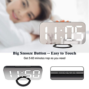 Lamisola Digital Alarm Clock, Large LED Mirror Display,2 USB Charging Ports,Auto Adjustable Brightness,Aesthetic Modern Clocks for Bedroom Living Room Office,Black