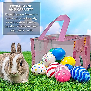 SUNSHNO 12Pack Easter Tote Bags Large Easter Gift Bags with Handles Reusable Easter Non-Woven Bags Grocery Shopping Bunny Easter Egg Totes for Easter Holiday Party Supplies-8.19’’x7.8’’x5.85’’