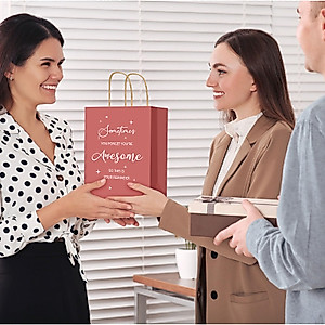 Noveread 40 Pcs Thank You Gift Bags with Handles Employee Appreciation Gift Bags Kraft Paper Party Favor Goodie Bags for Coworker Colleague Women Teacher Christmas Birthday Gift, 8.3 x 4.3 x 10.6 Inch