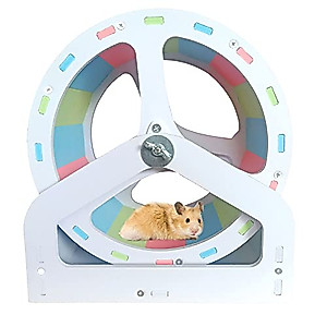 Hamster Wheel, Silent Hamster Fitness Running Wheel, Hamster cage Supplies, Small pet Bracket Running Wheel, Wooden Running Wheel Toys (Colour)