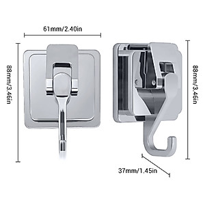 YSSILADI Vacuum Square Suction Cup Hooks 2 Pack Electroplated Matte Black Hooks, Waterproof and Antioxidant, Easy to Install, Reusable, Wide Range of Applications (2pack, Square Silver)