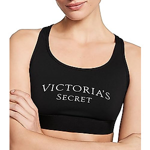 Victoria's Secret Player Medium Impact Sports Bra, Racerback Bras for Women, Black (M)