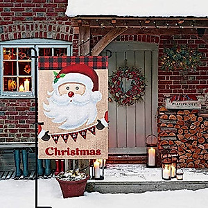 hogardeck Merry Christmas Garden Flags, Vertical Double Sided Burlap Yard Flag, Christmas Banner Outdoor Indoor Christmas Decorations