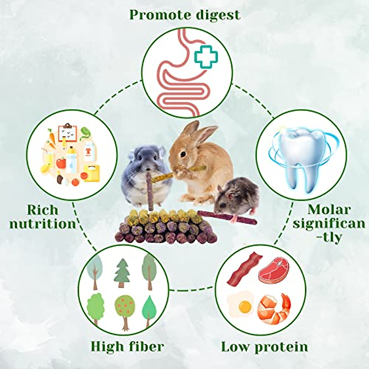 Hamiledyi 68PCS Timothy Hay Sticks Rabbit Chew Toys Mixed Natural Bunny Molar Sticks Guinea Pig Molar Rod Treats for Chinchilla Hamster and Other Small Animals Molars Snack Food