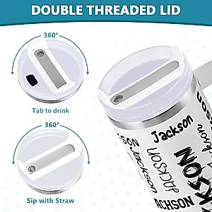 White Smoke Tumbler Handle Lid and Straw Custom Water Bottle Stainless Steel Coffee Travel Tumbler Mug Cup Gifts for Men Women 30oz