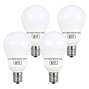Ganiude E17 Intermediate Base LED Bulbs, 6W (60-Watt Equivalent) G14 Globe Light Bulbs, 600LM 5000K Daylight, Non-Dimmable Ceiling Fan Light Bulbs, Pack of 4