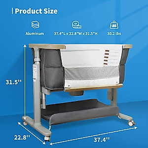 DEYGIA Rocking Baby Bassinet, Electric Bassinet Bedside Sleeper with Wheels and Comfy Mattress, 3 in 1 Electric Bedside Crib, 10 Heights Adjustable, Smart Co Sleeper with Large Storage Basket