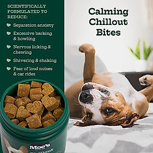 Moe’s Hemp Calming Chews for Dogs - Helps Aid with Storms, Fireworks, Chewing, Barking, Travel, Stress, Anxiety & Separation Anxiety - Tryptophan + Chamomile - Made in The USA - (Chicken)