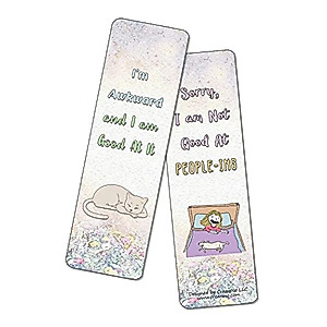 Creanoso Funny Socially Awkward Bookmarks (12-Pack) - Stocking Stuffers Funny Gift Ideas for Adults, Teens, Friends