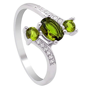 Ginger Lyne Collection Three Stone Sterling Silver CZ Engagement Birthstone Ring Size 12
