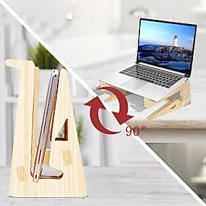 MDHAND Laptop Stands, Portable Laptop Riser, Multi-Angle Adjustable Laptop Holder Notebook Stand (Wood)