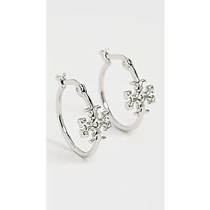 Tory Burch Women's Eleanor Small Hoop Earrings, Tory Silver, One Size