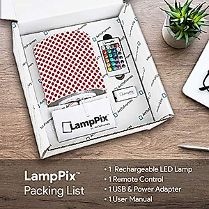 5x7 Inch LED Desk Lamp - Light Red Dots Custom Canvas Printed Table Light 16 Colors - 5 Level Dimmer - 4 Lighting Effects - Rechargeable Light - Remote Control. by LampPix Made in The USA.