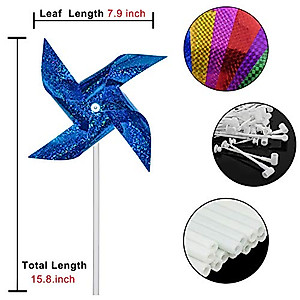 Tsocent Pinwheels (Pack of 12) - Toy Wind Spinners and Party Favors Gifts for Kids, Outdoor Decorational Pinwheels for Yard and Garden (Blue)