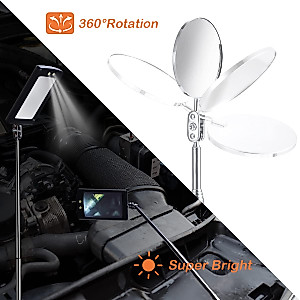 Preciva 5PCS Magnetic Telescoping Pick-up Tool Kit with 15lb &1lb Pick Up Rod, Round & Square 360 Swivel Adjustable Inspection Mirror and Telescoping Flexible LED Flashlight (Batteries Included)